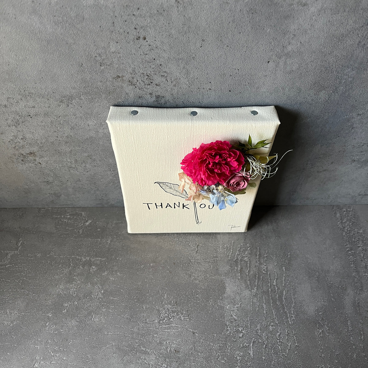 レターフラワー（THANK YOU / カーネーションローズデルフィニューム）F0号 – パコスフラワー